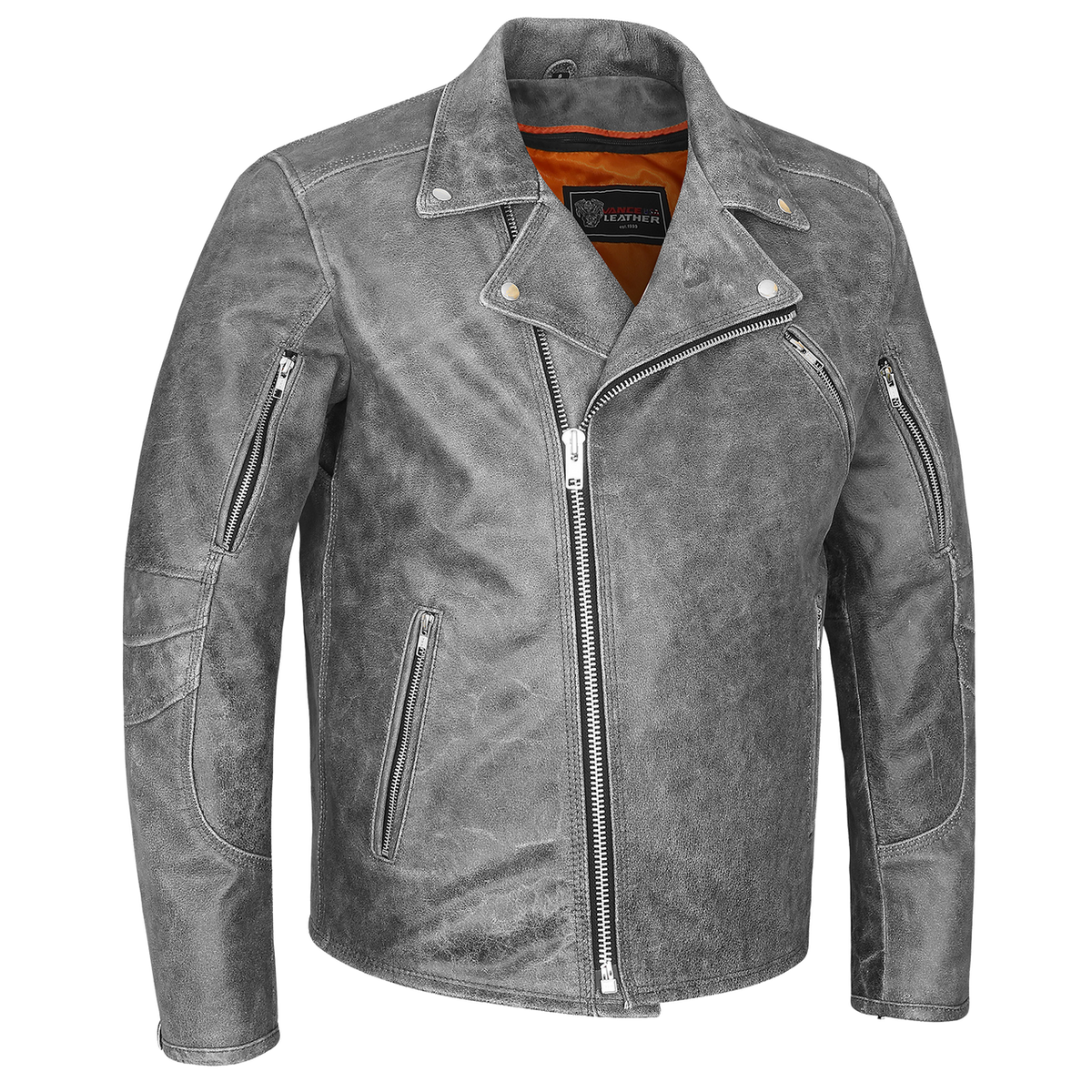 Men's Beltless Gray Leather Motorcycle Jacket – Vance Leathers Retail