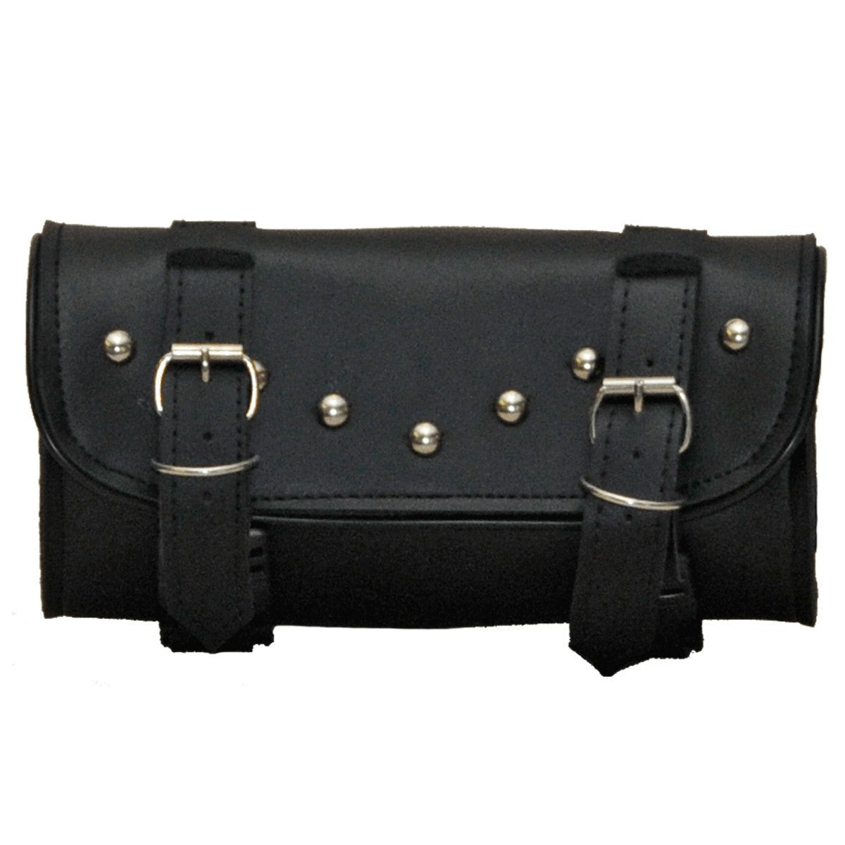 Vance VS112H Black Hard Shell Studded Motorcycle Handlebar Bag Toolbag ...