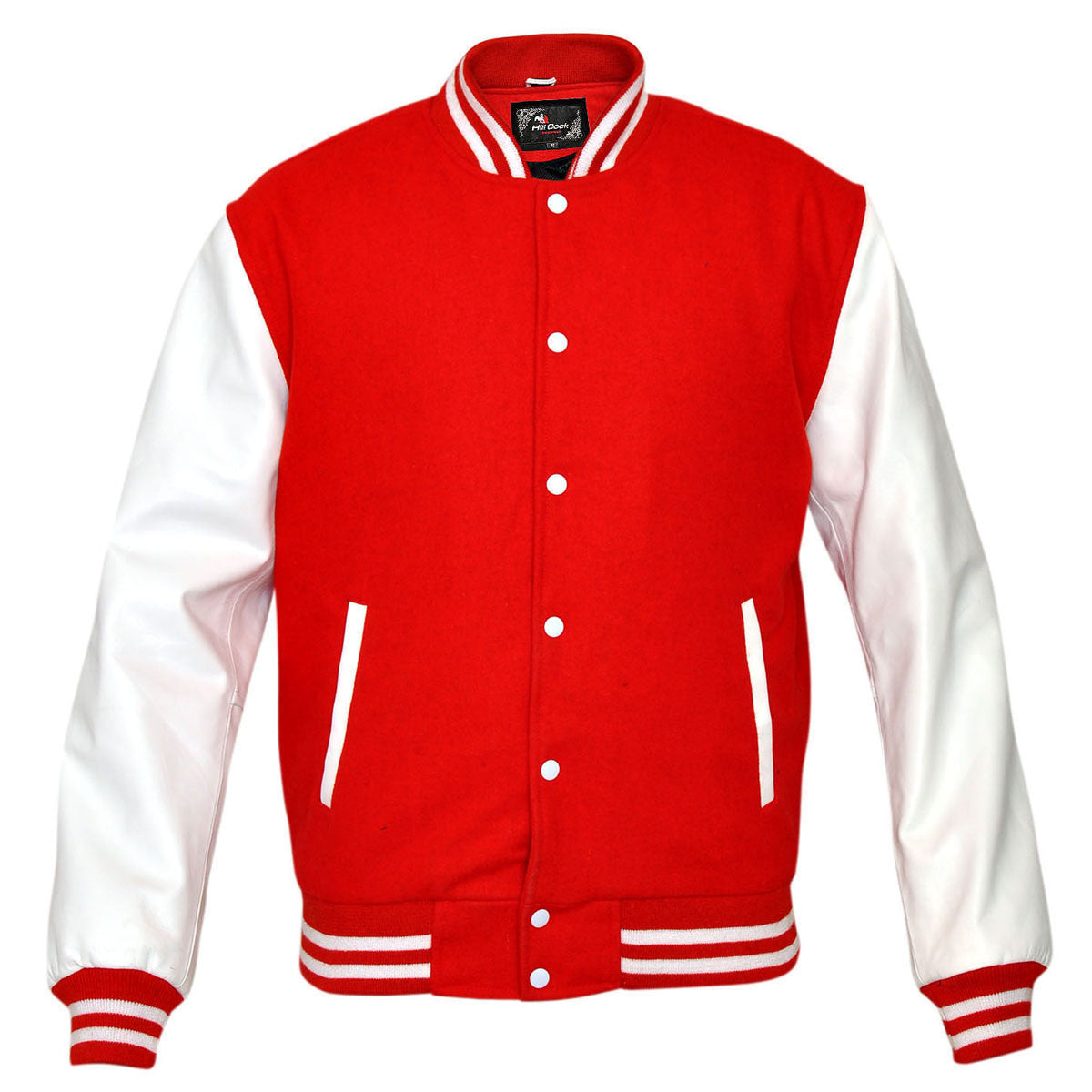 Men's Red Wool with Real Leather Varsity Letterman Jacket – Vance ...