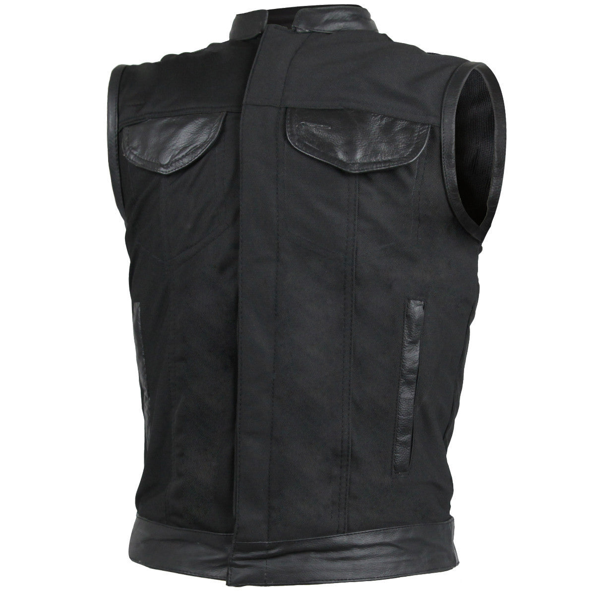 Vance VL1914L Mens Black Front Zipper and Snap Closure SOA Club Style ...